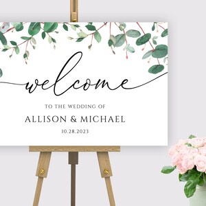 Eucalyptus Welcome Sign Template, Wedding Welcome Sign, Greenery ...