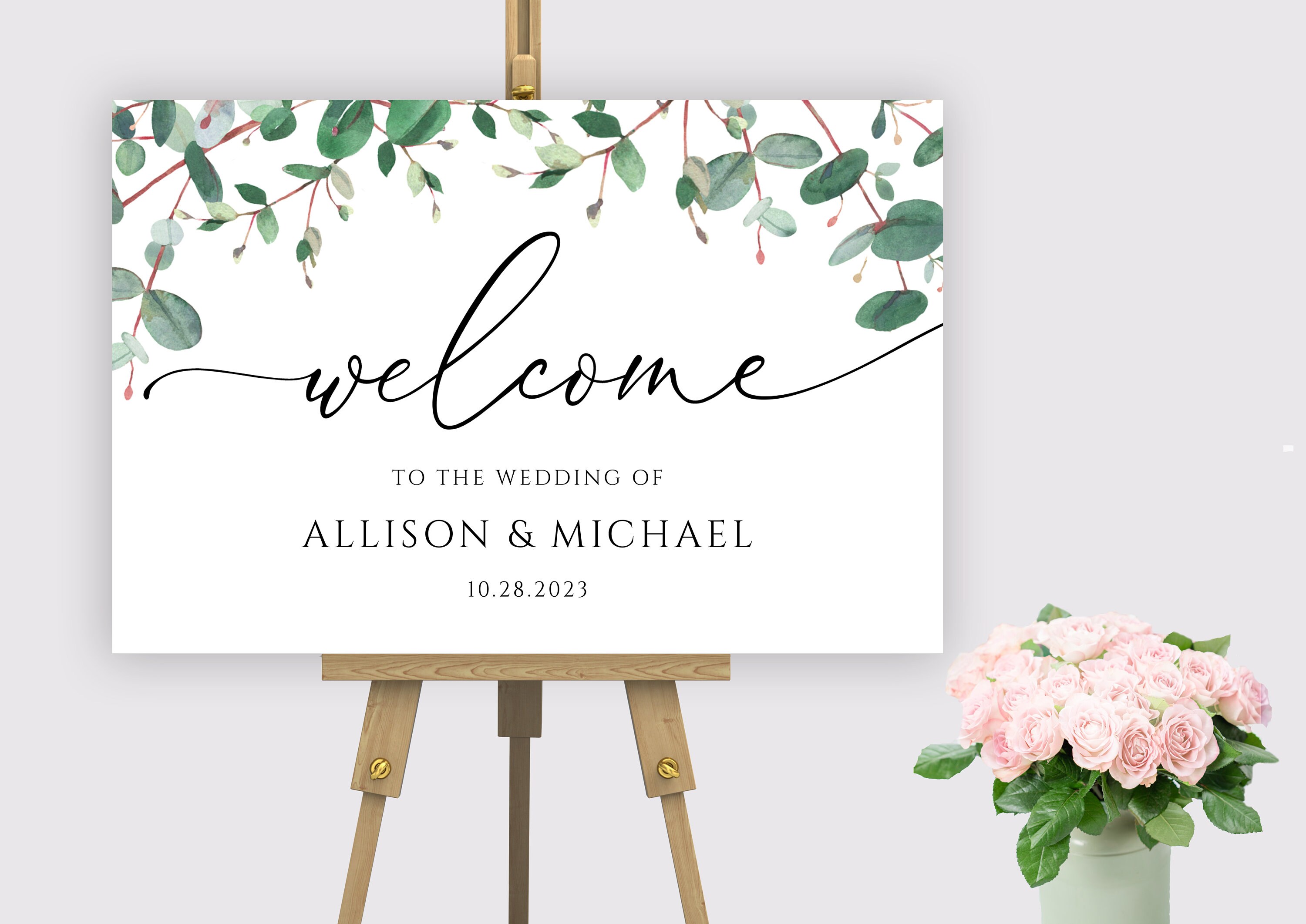 Eucalyptus Welcome Sign Template Wedding Welcome Sign - Etsy