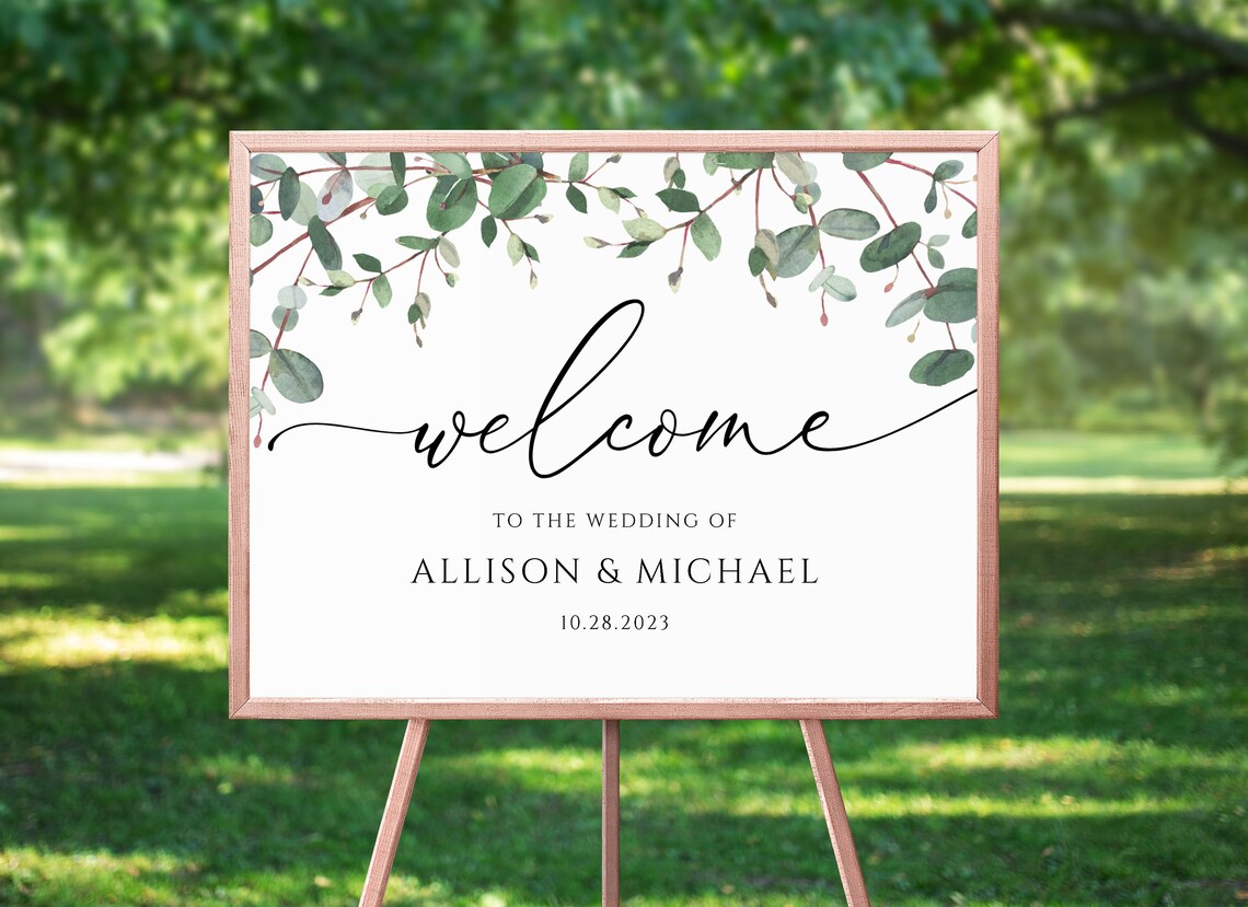 Eucalyptus Welcome Sign Template Wedding Welcome Sign - Etsy