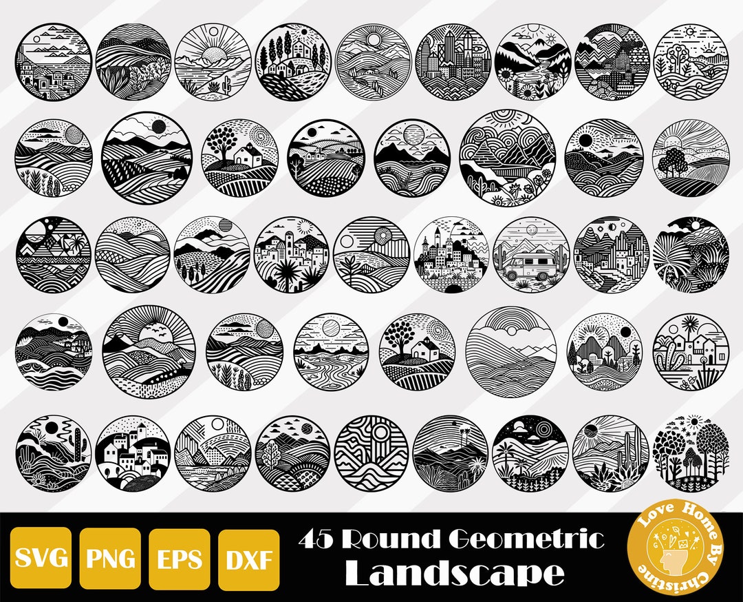 Geometric Mountain Svg, Mountain Circle Svg, Mountain Range Svg ...