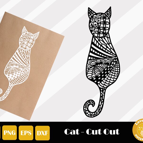 Cat Zentangle - Etsy