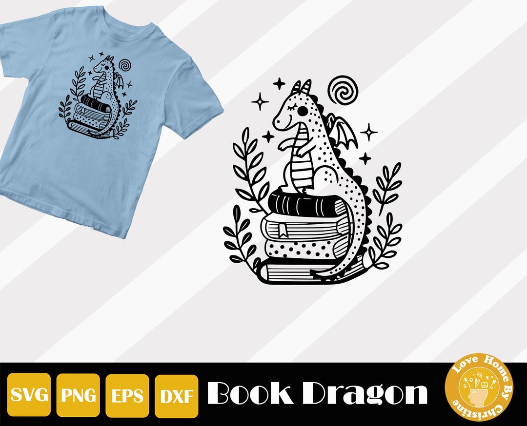 Book Dragon Svg, I'm A Book Dragon, Funny Reading Quote, Floral Book ...