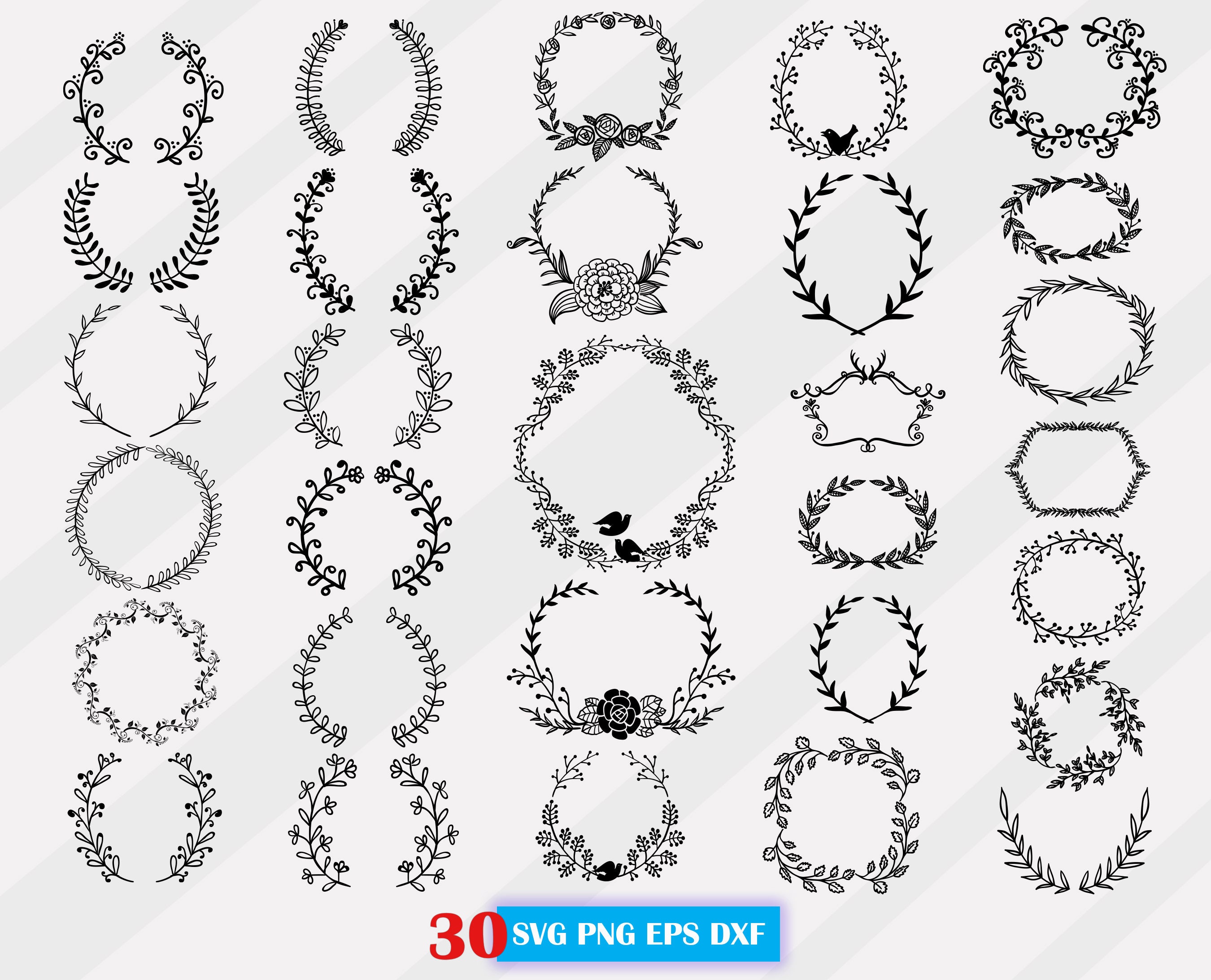 30 Floral Wreath SVG Files for Cricut Silhouette Files Easy - Etsy UK