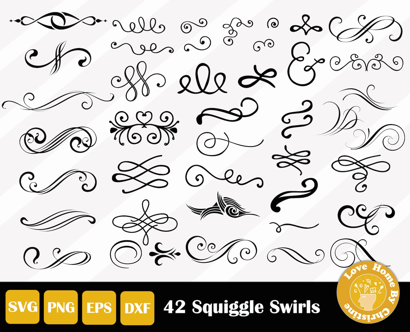 42 Squiggle Swirls SVG Files for Cricut Silhouette Files Easy - Etsy