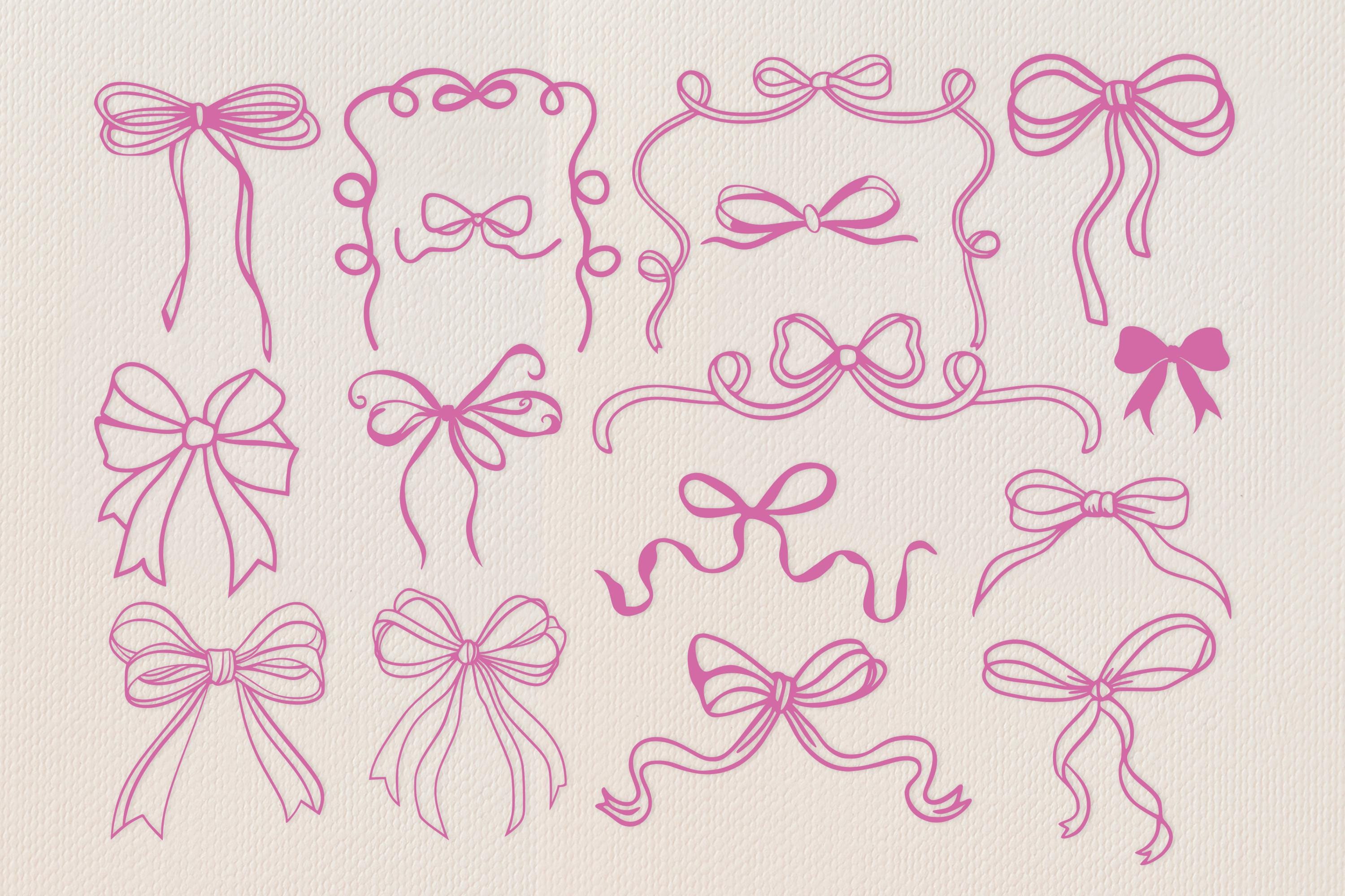 Bow Svg Bundle, Wavy Borders Svg, Christmas Bow Frame, Hand Drawn ...