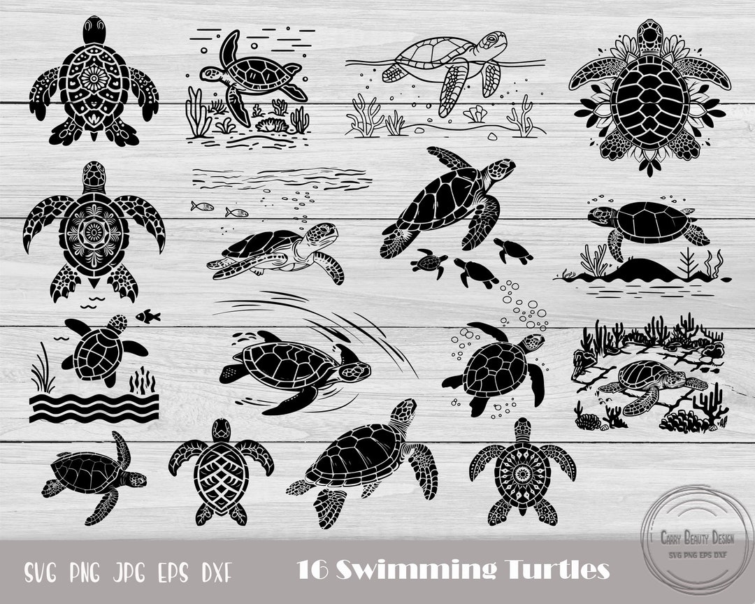 16 Sea Turtle Svg, Swimming Turtle Svg, Tortoise Svg, Sea Animal Svg ...