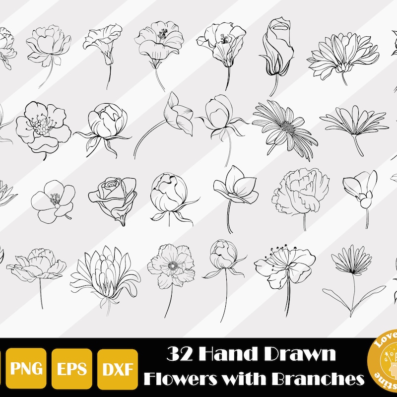 Hand Drawn Flower Svg - Etsy