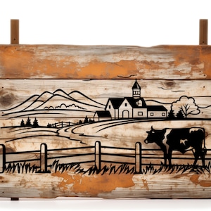 40 Animal Farm Svg, Cow Behind Fence Dxf, Farm Life Svg, Cow Under Tree ...