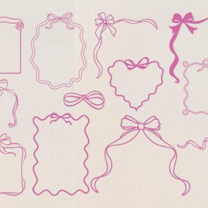 Bow Svg Bundle, Wavy Borders Svg, Christmas Bow Frame, Hand Drawn ...