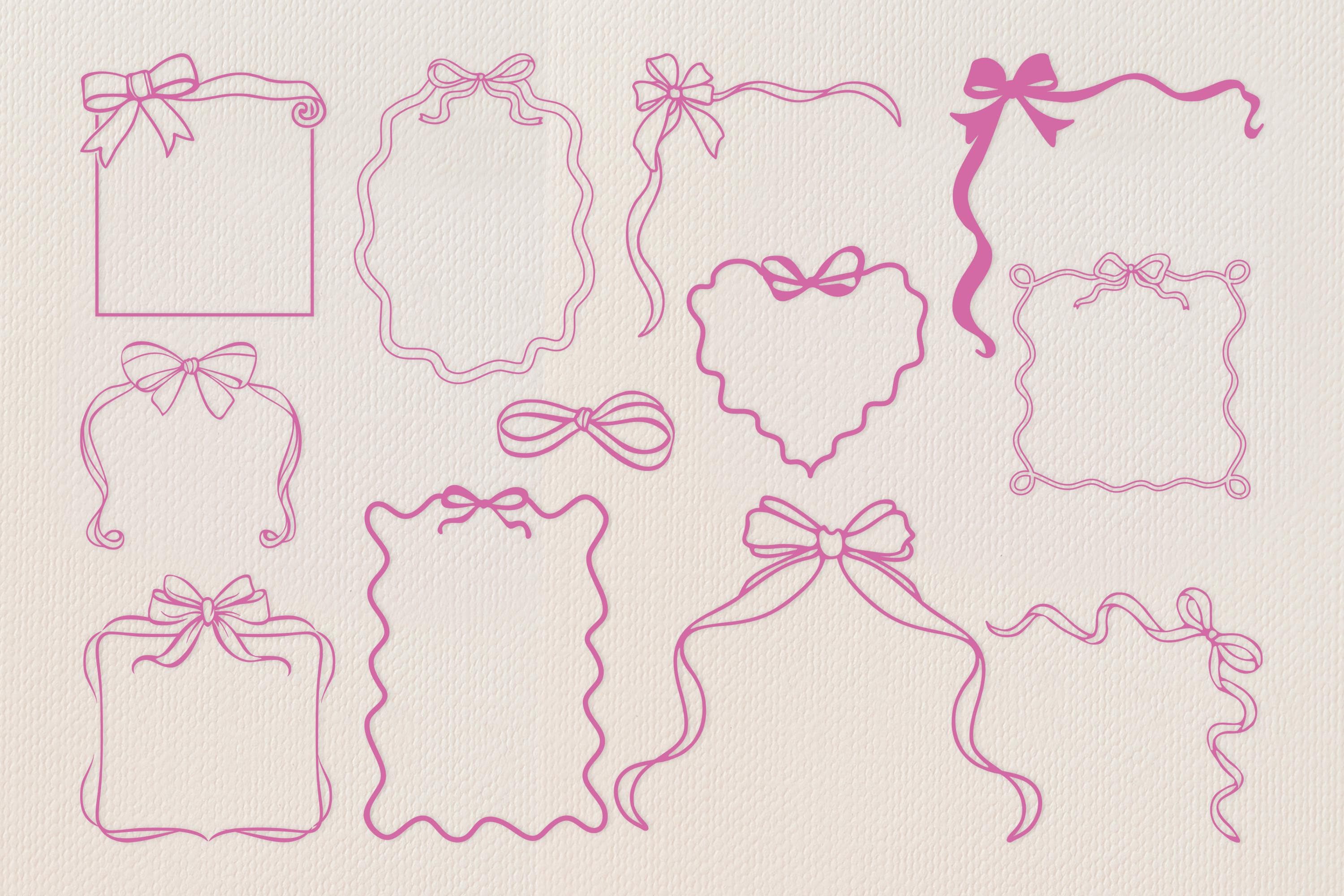 Bow Svg Bundle, Wavy Borders Svg, Christmas Bow Frame, Hand Drawn ...