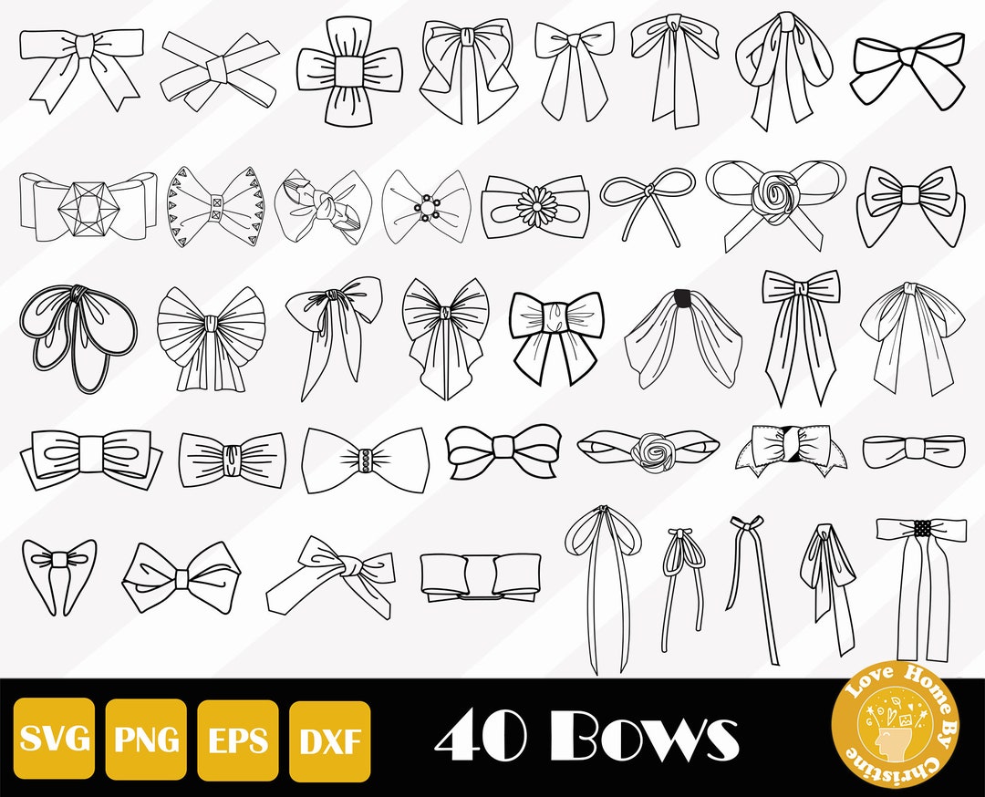 40 Bow Svg, Bow Tie Svg, Hair Bow Svg Bundle, Hairbow Laser Cut Files ...