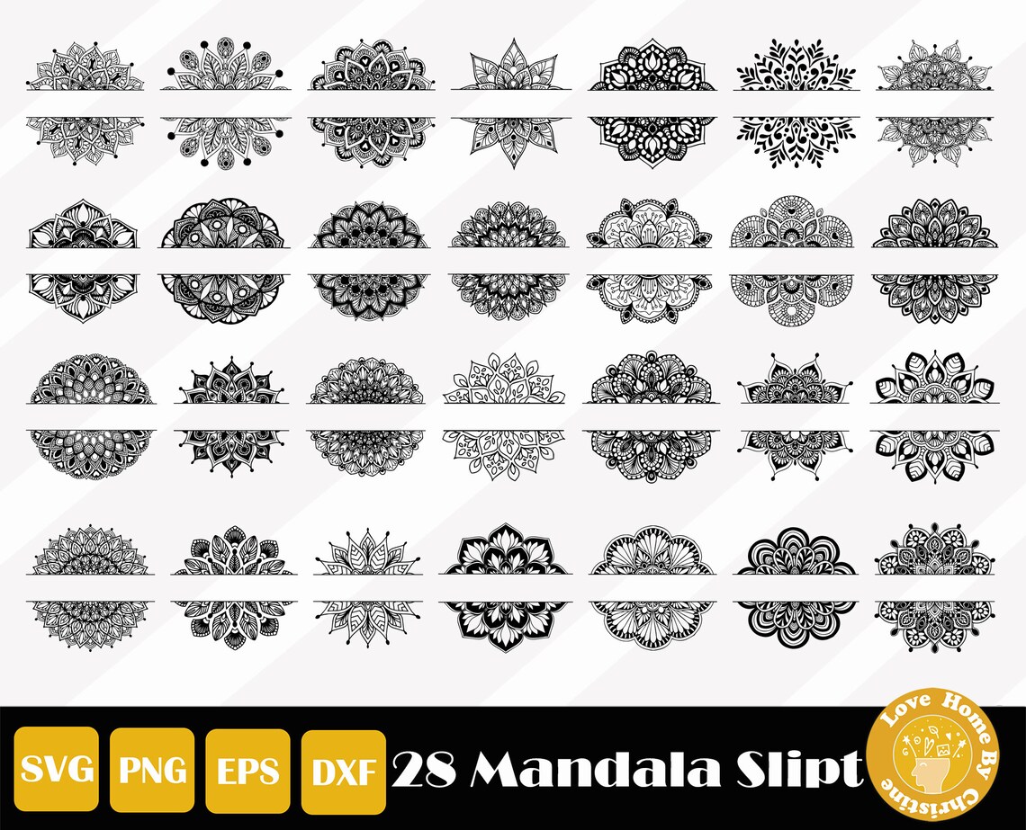 28 Mandala Split Svg Mandala Monogram Svg Mandala Svg Laser | Etsy