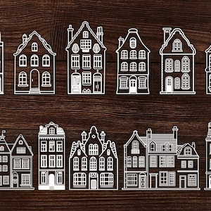 Winter Village Svg, Window Decoration Winter, Nordic Houses, Luminary ...