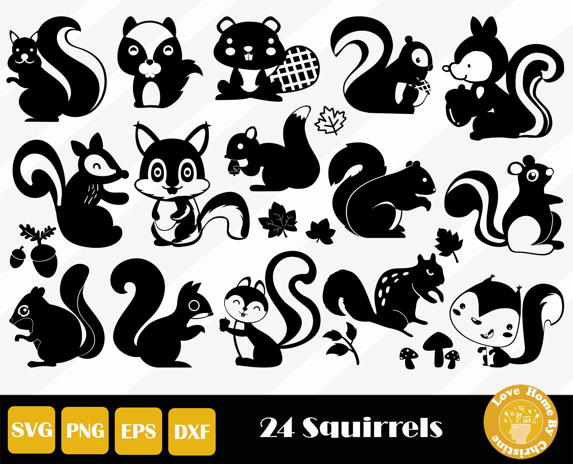 24 Squirrel Svg Squirrel Clipart Fall Clipart Squirrel Cut | Etsy