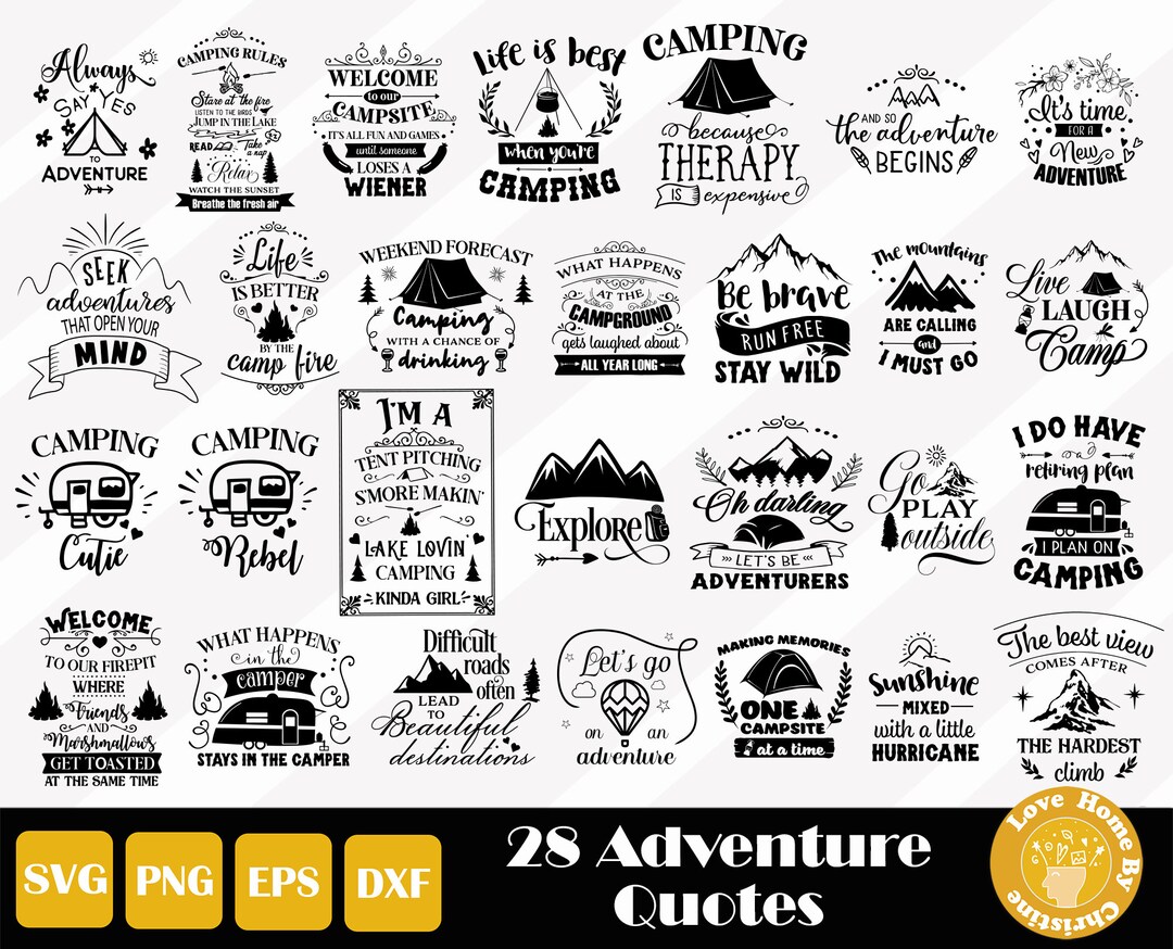 28 Adventure Quotes Svg, Travel Svg, Camping Svg, Mountains PNG SVG EPS ...