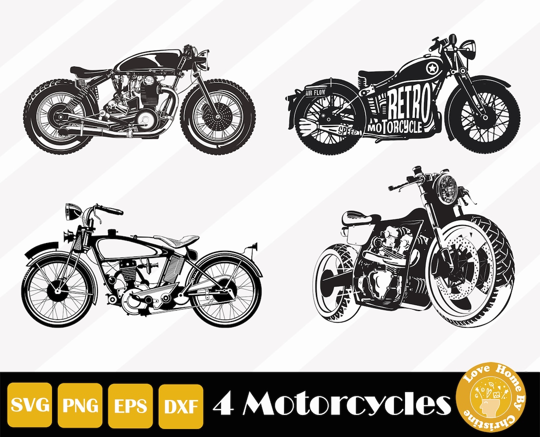 4 Motorcycle Svg, Motorbike Svg, Motorcycle Vector, Motorcycle Cut File ...