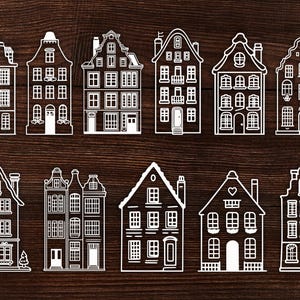 Winter Village Svg, Window Decoration Winter, Nordic Houses, Luminary ...