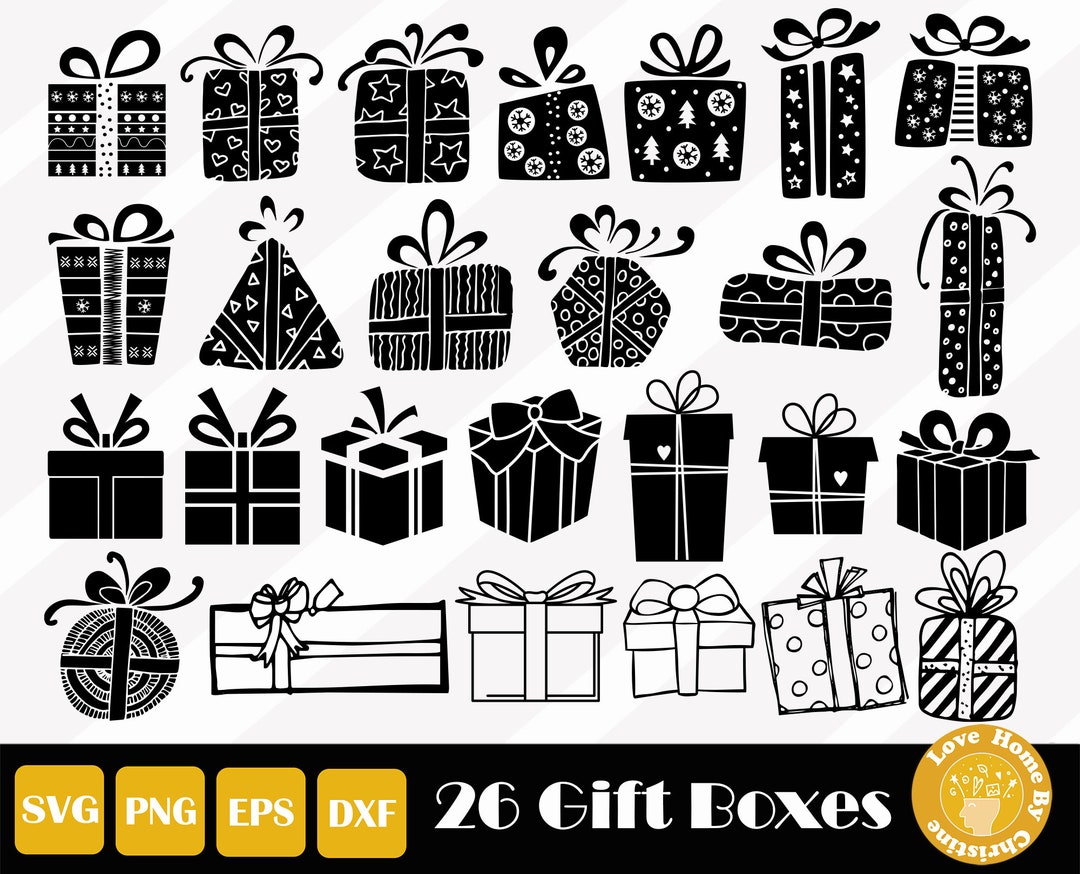 Gift Box Svg, Present Cut File, Cricut & Silhouette (instant Download ...