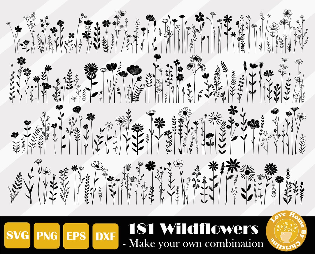 Wildflower Svg, Flower Svg, Botanical Svg, Wildflower Clipart, Flower ...