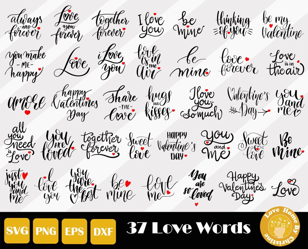37 Love Word Cut File, Valentines Svg, Love Clipart, Love Sign Svg ...