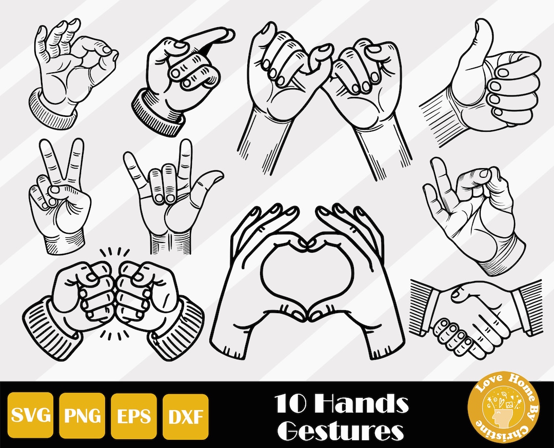 Hand Gesture Svg, Peace Sign Svg, Thumbs up Svg, Pinky Promise Clipart ...