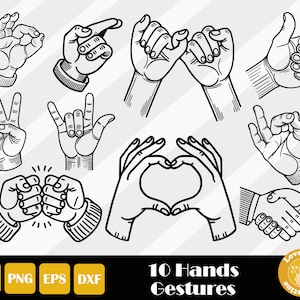 Hand Gesture Svg, Peace Sign Svg, Thumbs up Svg, Pinky Promise Clipart ...