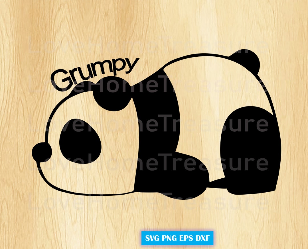 Cute Panda Grumpy Comedy SVG PNG EPS Files for Cricut Silhouette Files ...