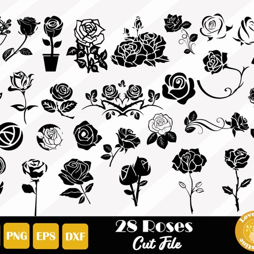 28 Roses SVG Flowers SVG and Leaves for Cricut Silhouette - Etsy