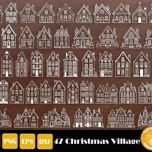 Winter Village Svg, Window Decoration Winter, Nordic Houses, Luminary ...