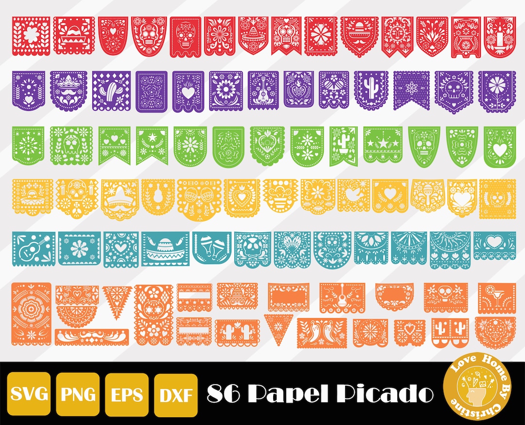 Papel Picado Svg, Papel Picado Clipart, Mexican Svg, Papel Picado ...
