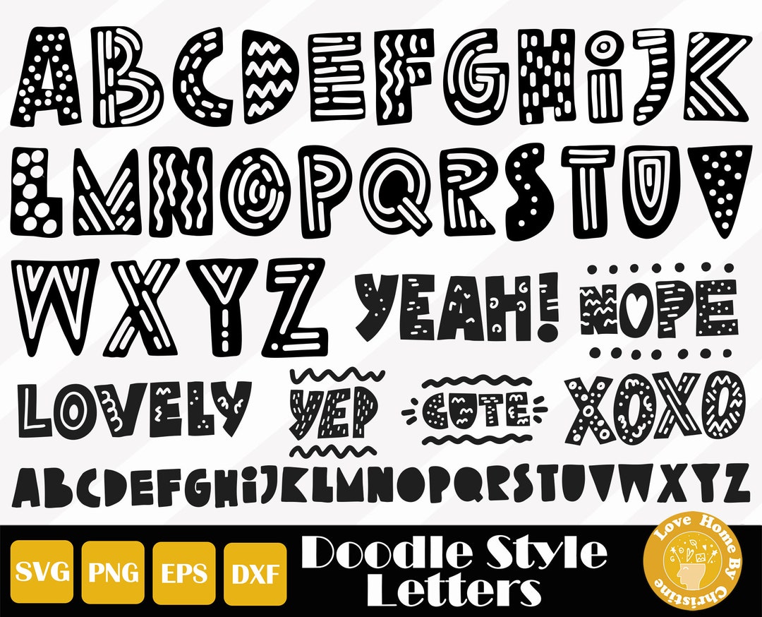 Doodle Font Svg, Doodle Alphabet, Cute Letters PNG SVG EPS Files for ...