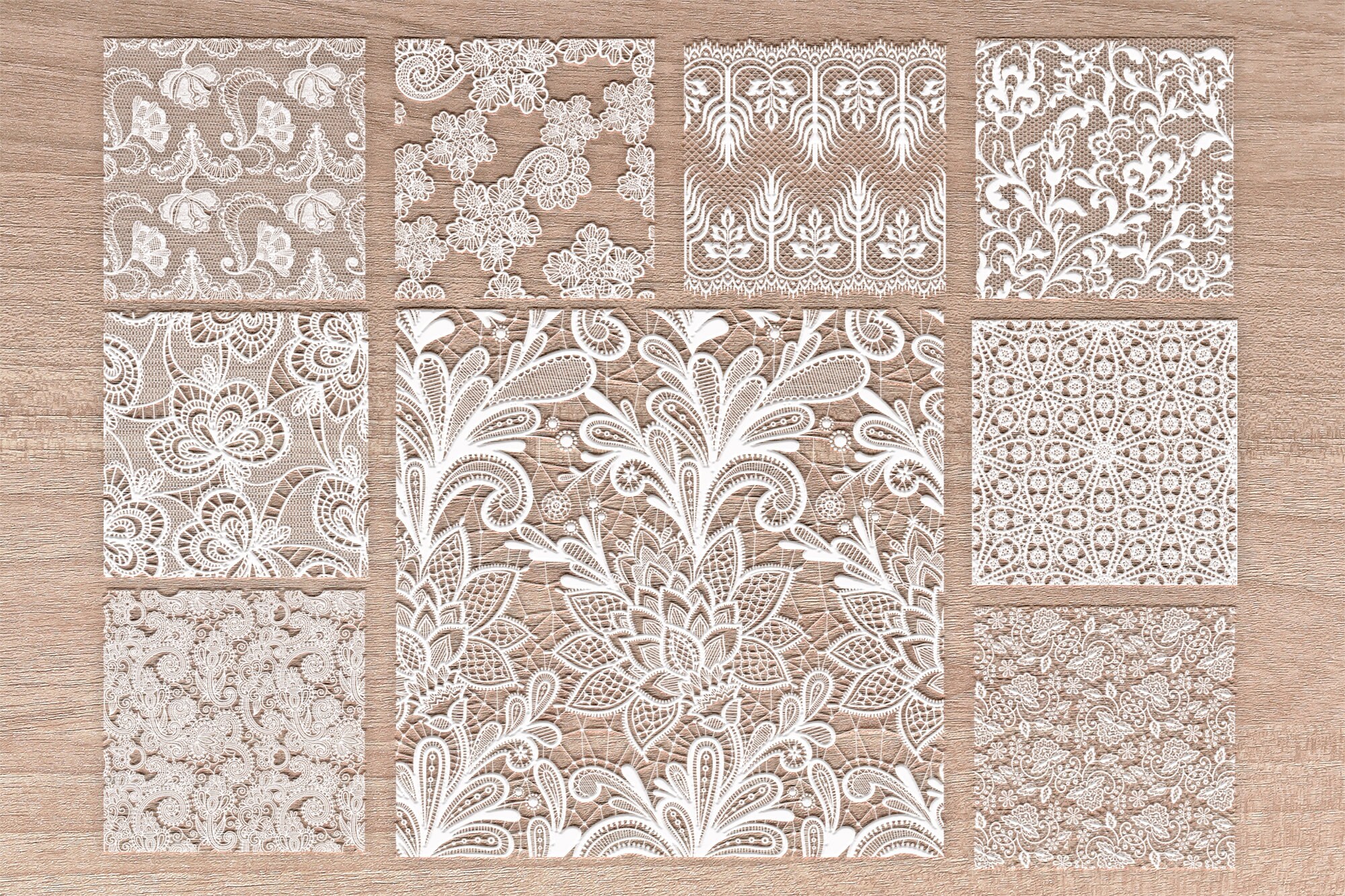 9 Square Lace Seamless Svg, Floral Lace Svg, Scrapbook Paper, Lace ...