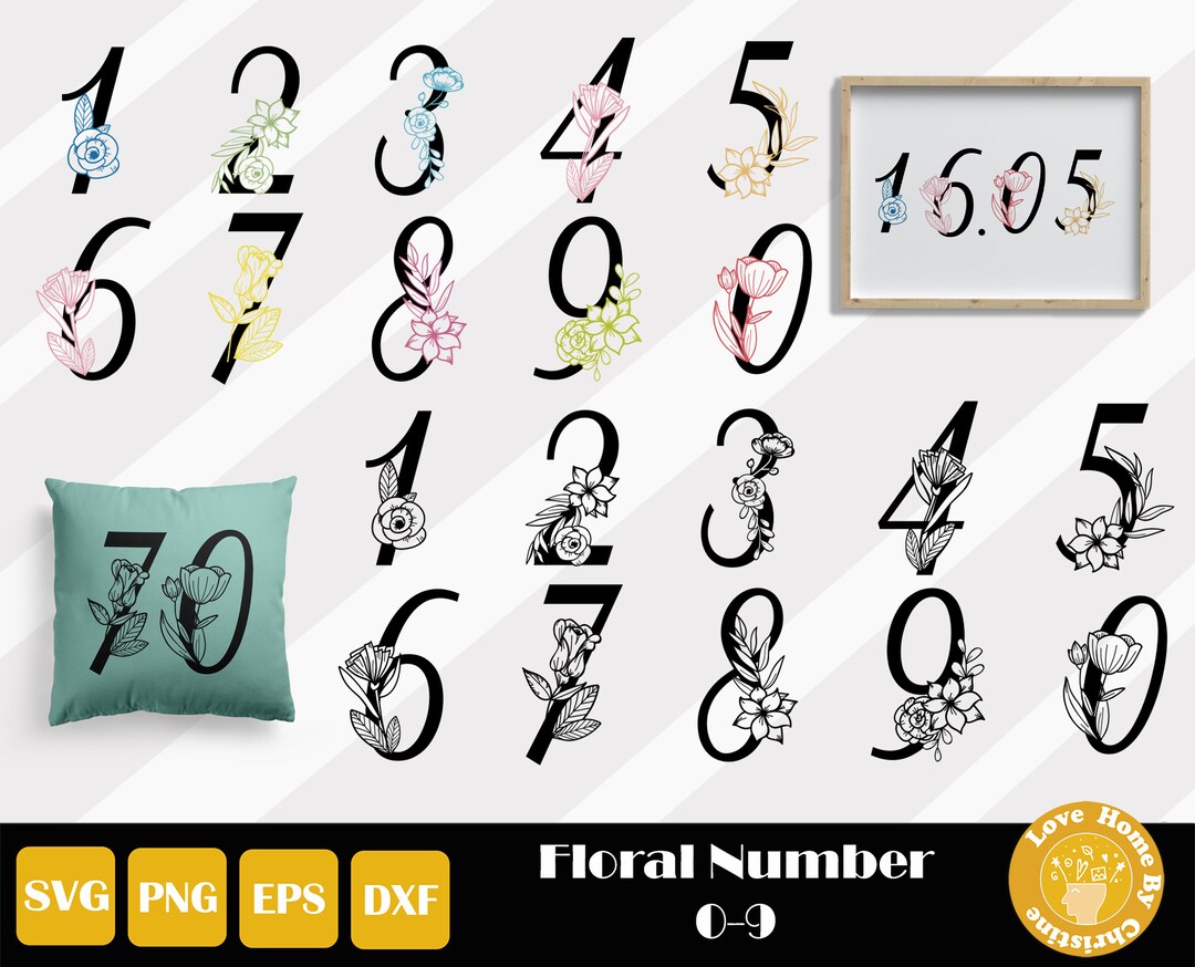 Botanical Numbers, Number Set, Floral Number Svg, Birthday Numbers Svg ...