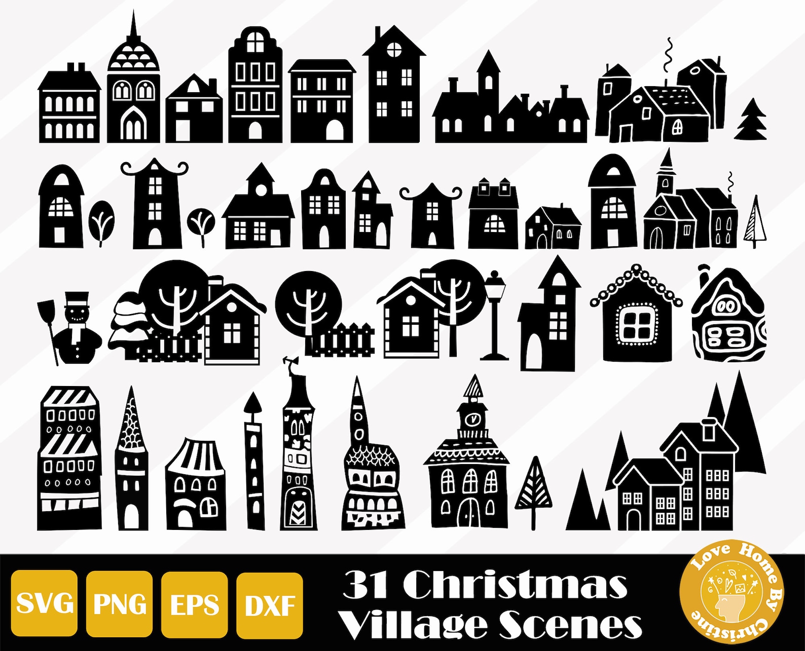 31 Christmas House Svg Christmas Village Winter House Svg - Etsy