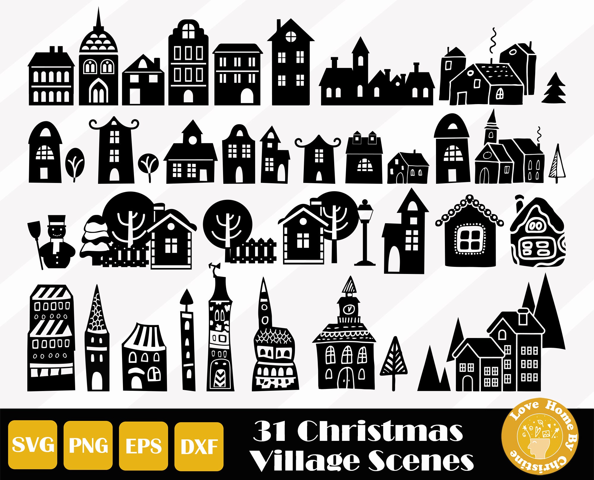 31 Christmas House Svg, Christmas Village, Winter House Svg, Christmas ...