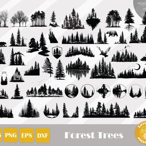 Tree Scenery Svg, Forest Svg, Tree Line Forest Svg, Evergreen Tree Svg ...