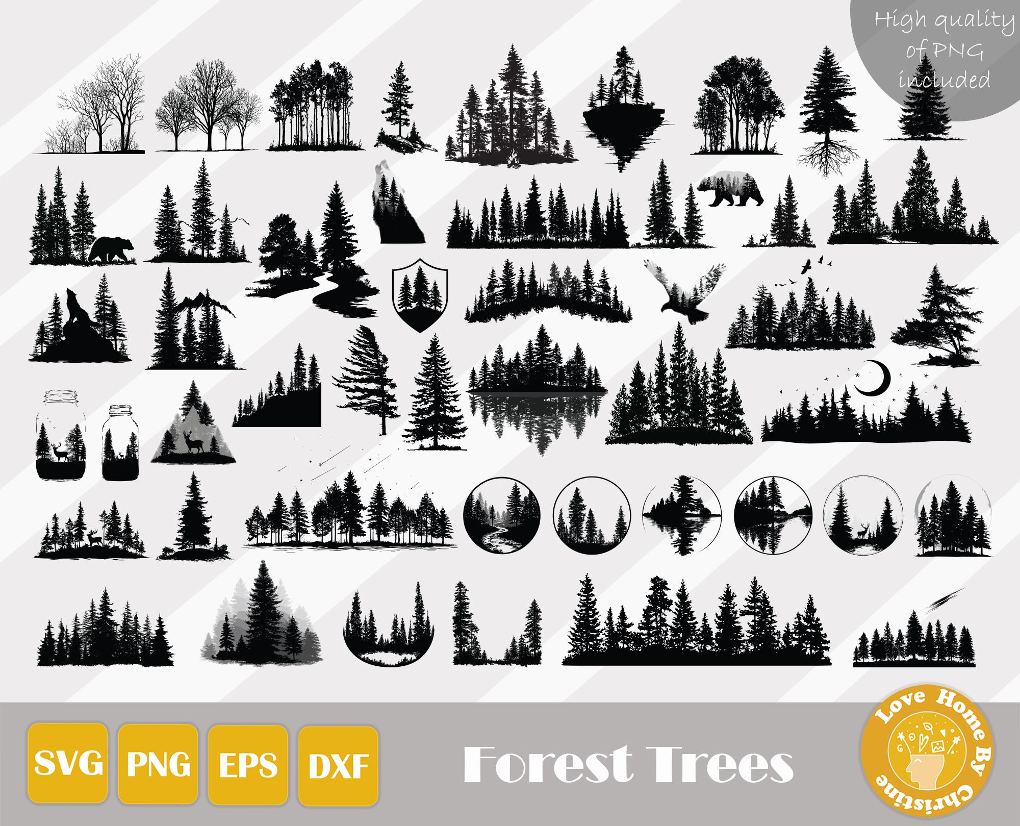 Tree Scenery Svg, Forest Svg, Tree Line Forest Svg, Evergreen Tree Svg ...