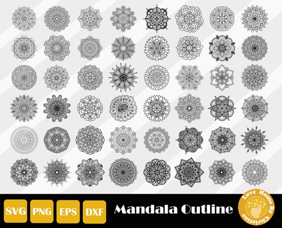 48 Mandala Outline Mandala Svg Mandala Cut File Zentangle - Etsy