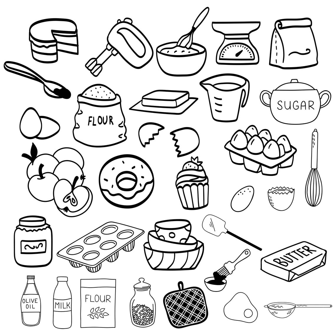 126 Baking SVG, Kitchen SVG PNG for Cricut Silhouette Files, Easy Cut ...