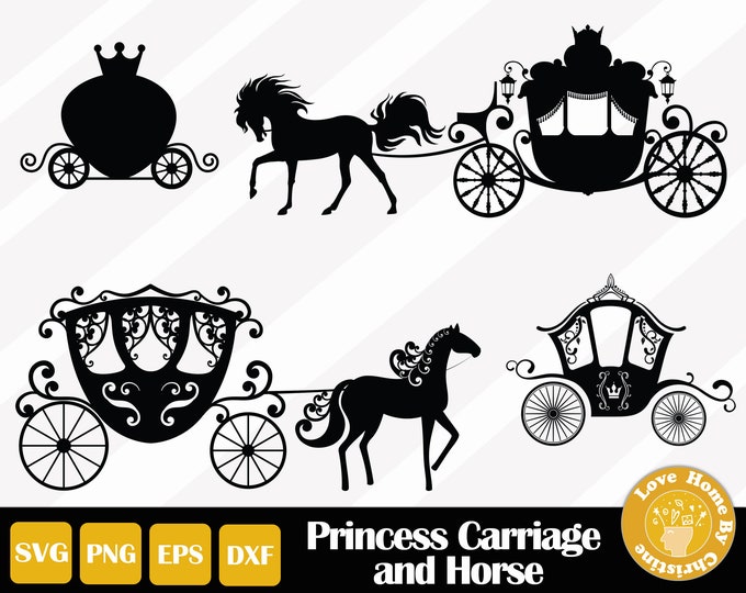 4 Princess Horse Carriage for Girl SVG PNG EPS Files for - Etsy