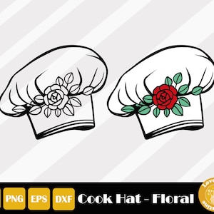 Chef Hat With Flower, Flowers Chef Svg, Cooking Clipart Svg, Chef Hat ...