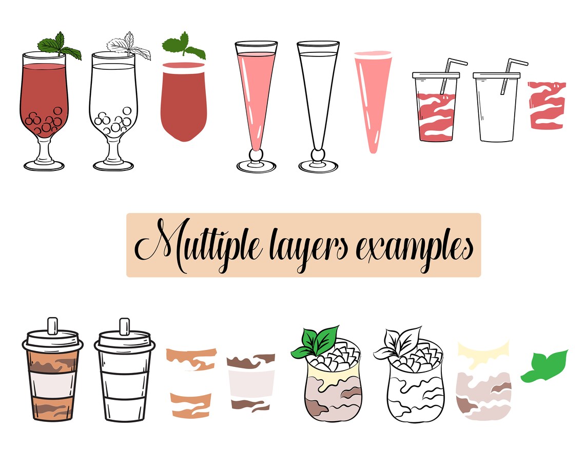 30 Drinking Svg Cocktail Svg Milk Tea Svg Tropical Drink | Etsy