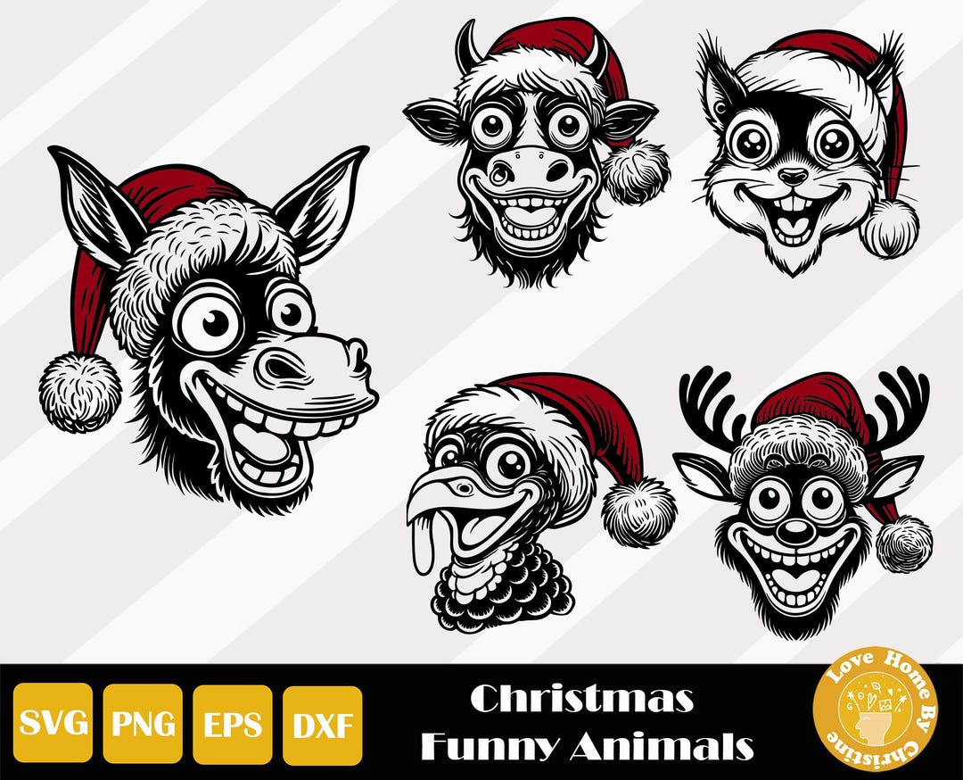 Christmas Animal Svg, Funny Animals Svg, Plasma Dxf File, Reindeer Svg ...