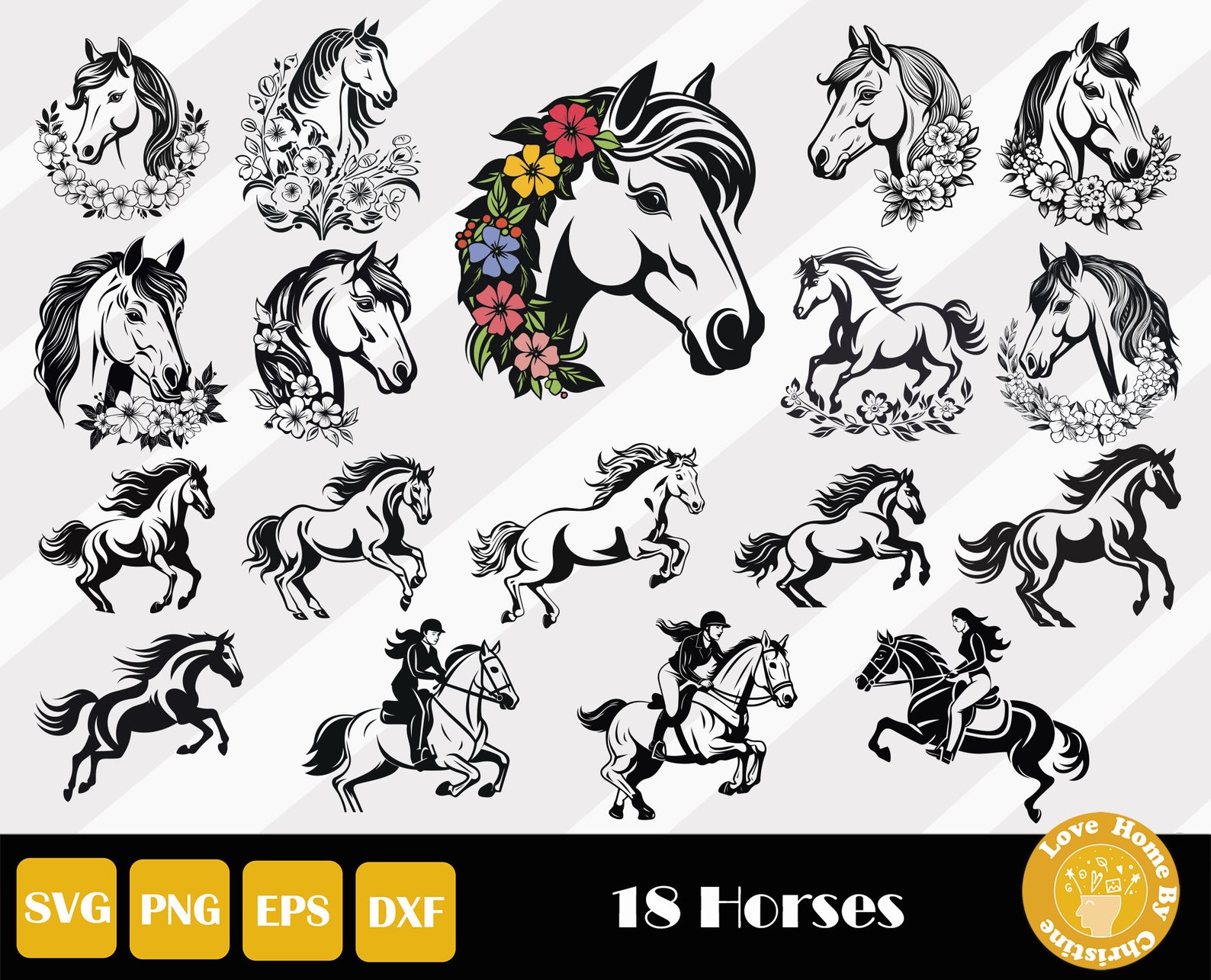 18 Pferde-Svg, Pferdekopf-Svg, Pferd geschnitten Datei, Pferd Clipart ...
