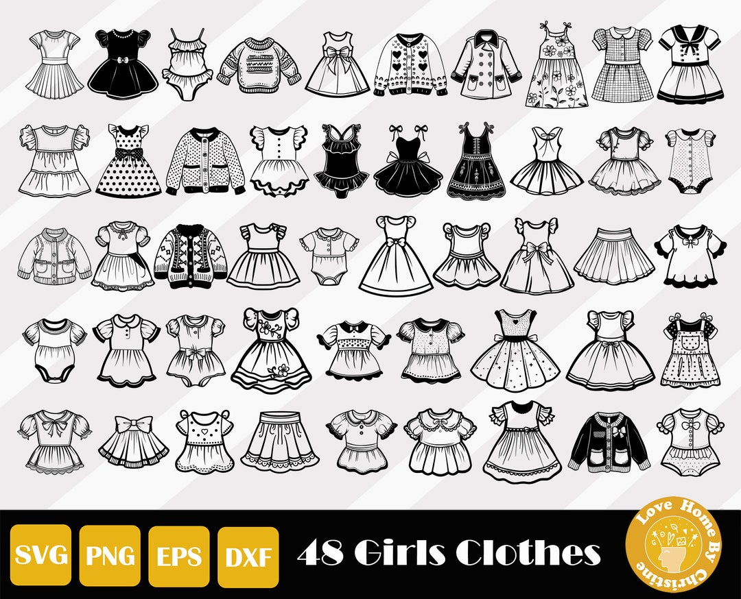Baby Girl Clothes, Baby Girl Svg, Baby Girl Dress Svg, Fashion Clipart ...
