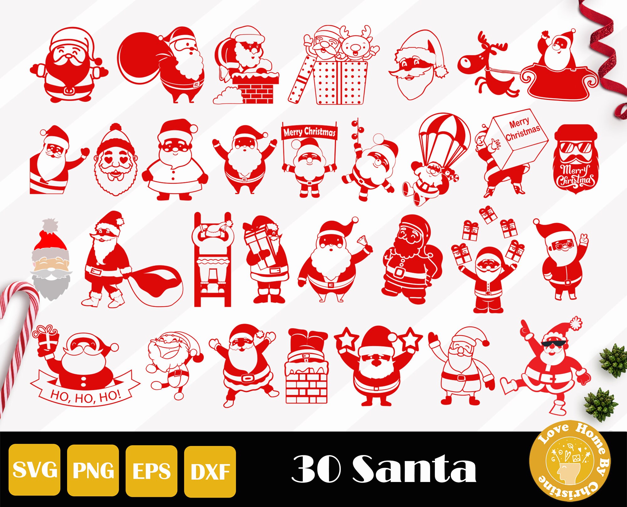 30 Santa Cut File Santa Svg Christmas Cut Files Santa Claus - Etsy UK