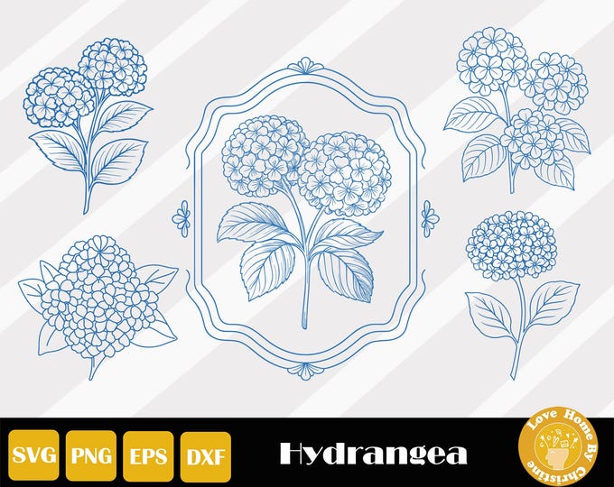 Hydrangea SVG Bundle, Hydrangea Line Art, Hydrangea Dxf, Hydrangea Png ...
