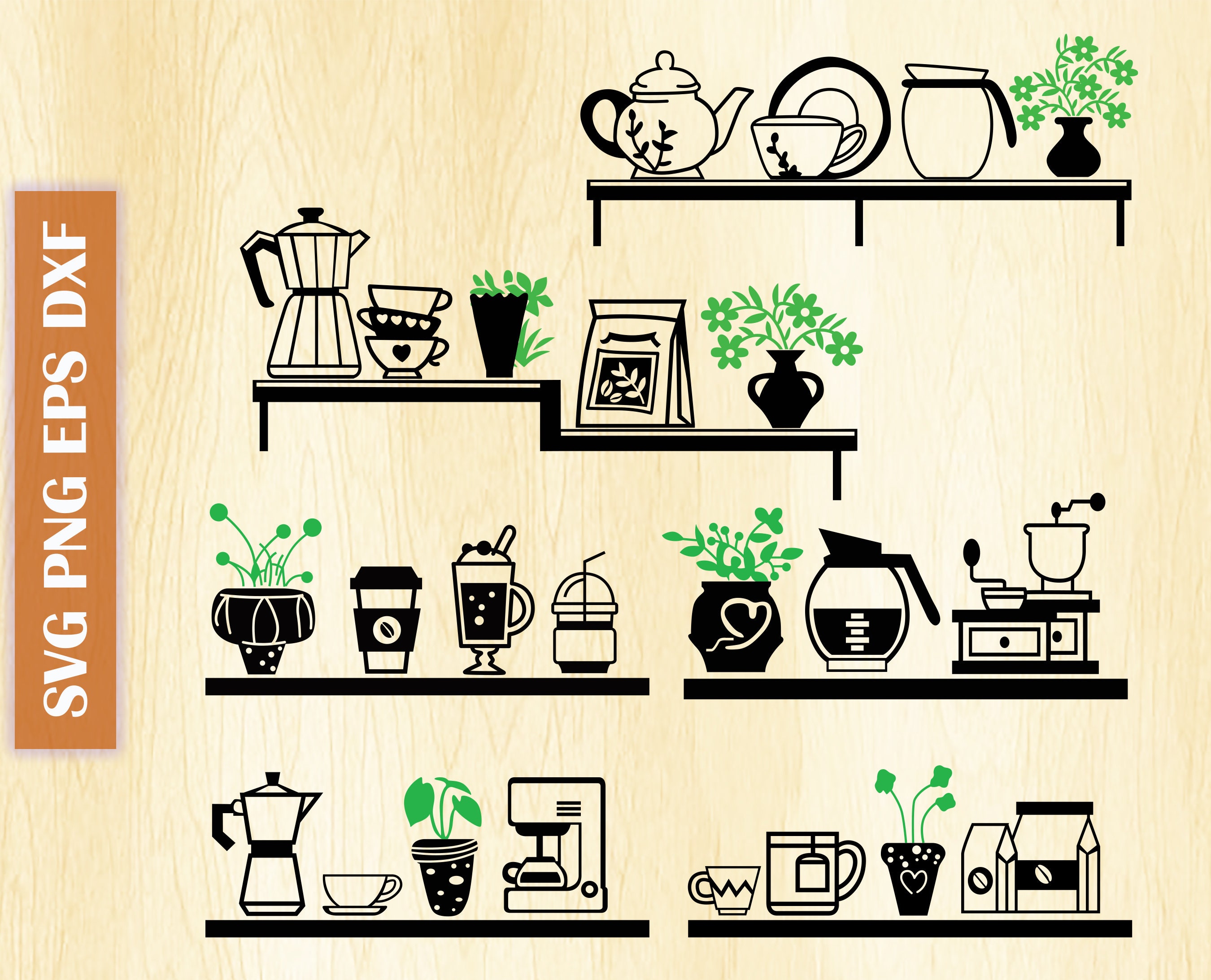 26 Coffee Tea SVG PNG EPS Files for Cricut Silhouette Files, Easy Cut ...