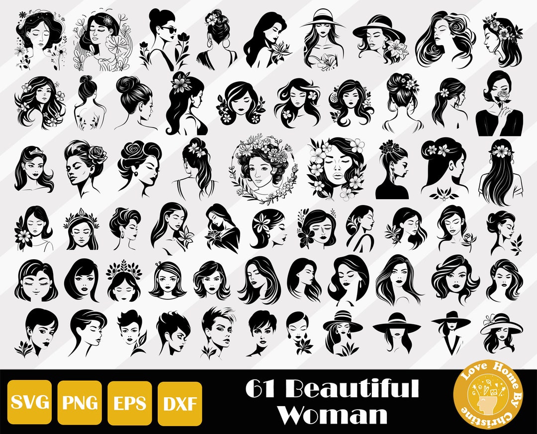 61 Beautiful Woman Svg, Flower Woman Svg, Beautiful Girl Svg, Woman ...