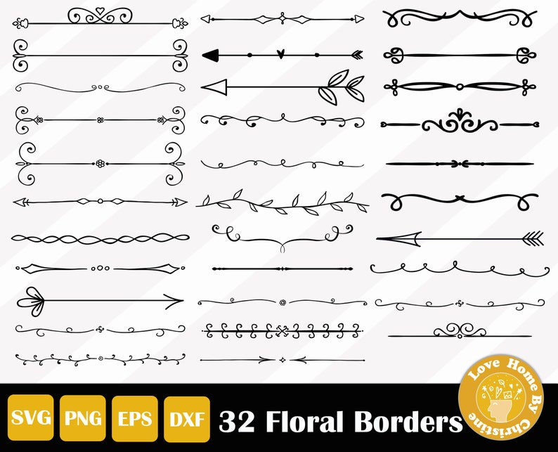 32 Floral Border Trim Divider Separator SVG SVG Files for | Etsy